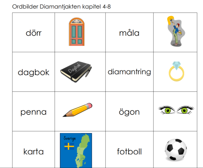Memory och ordbilder till Diamantjakten